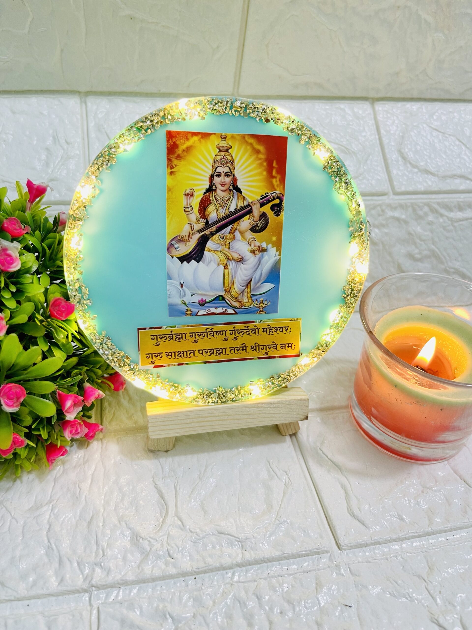 Saraswati Maa Resin Frame |Gift For Students| Size 5 inches| Spiritual ...